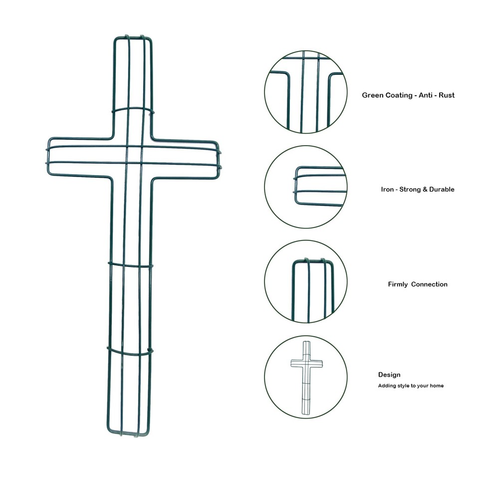 SOHAIL Cross Shaped Metal Wire Wreath Frame Form for Easter Christmas ...