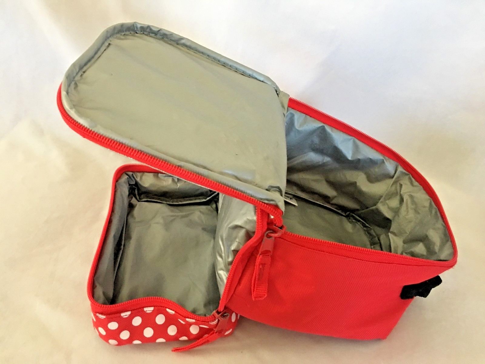 Disney Black Red Dotted 5X7.5X9" Minnie Mouse Thermal Lunch Bag Purse ...