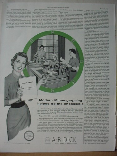 1955 A B Dick Mimeographing Duplication Business Vintage Print Ad 10534 ...