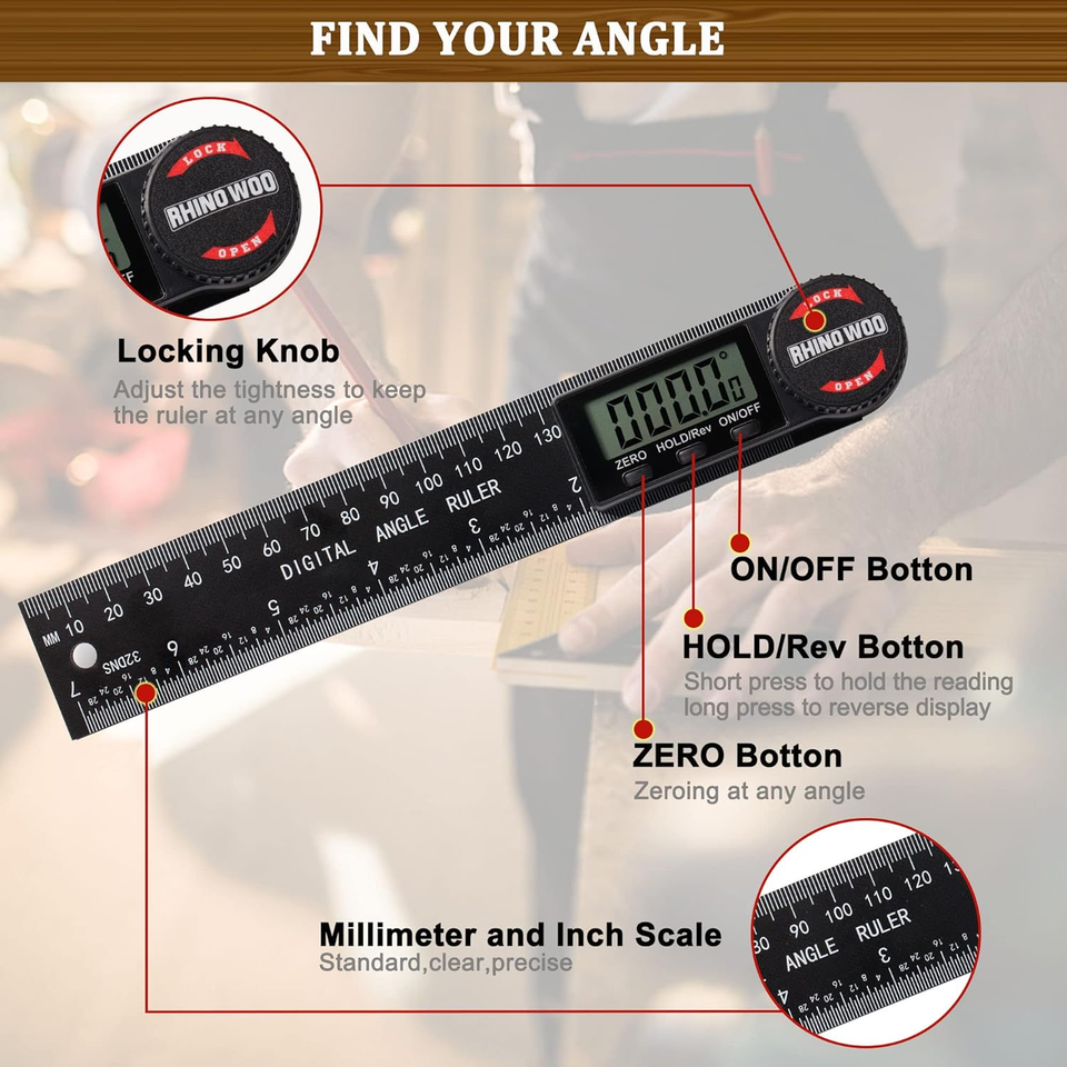 Digital Angle Finder Protractor, Angle Finder Ruler with 7inch/200mm ...