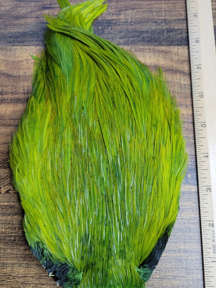 Lot 410 , Dyed DARKER OLIVE India Rooster Streamer Neck Cape Feathers ...