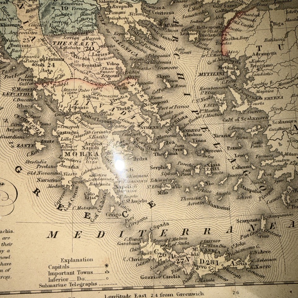 Framed 1829 Replica Map ~ Turkey in Europe With The Ionian Islands 16.5 ...