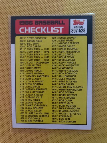1985 TOPPS CHECKLIST # 527 C | eBay