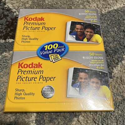 KODAK Premium Picture Paper, 100 sheets, High Gloss - 4"x 6" New Sealed ...