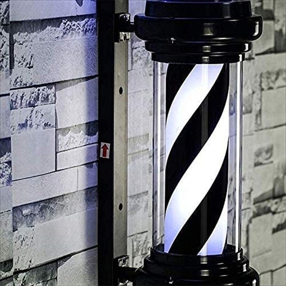 Rotating Barber Pole Light LED Barber Shop Stripes Wall Lamp Hair Salon ...
