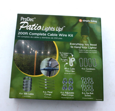 New- ProDec 200 Ft Patio Porch Cable Wire Kit Decor Light Hanging Kit ...