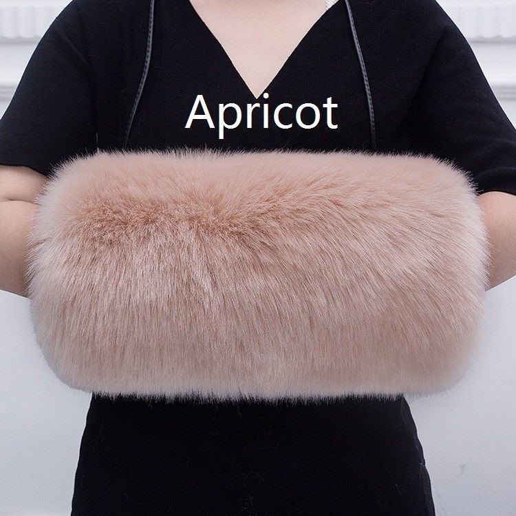 Ladies Hand Muff Fluffy Faux Fur Winter Wedding Bridal Gloves Warmer ...