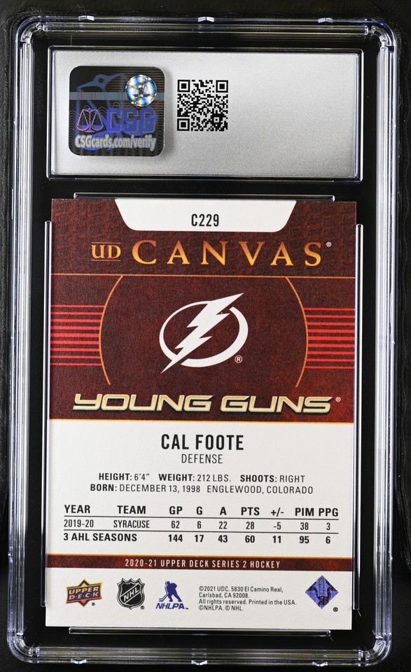 2020 Upper Deck Cal Foote #C229 Canvas Young Guns CSG 10 | eBay