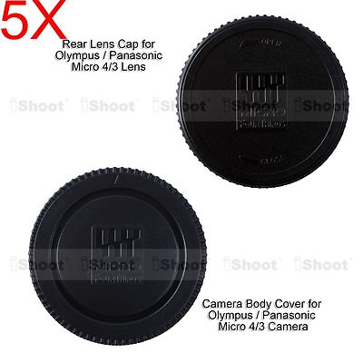 5x M4/3 Rear Lens Cap + Micro 4/3 Camera Body Cover for Olympus PEN E ...