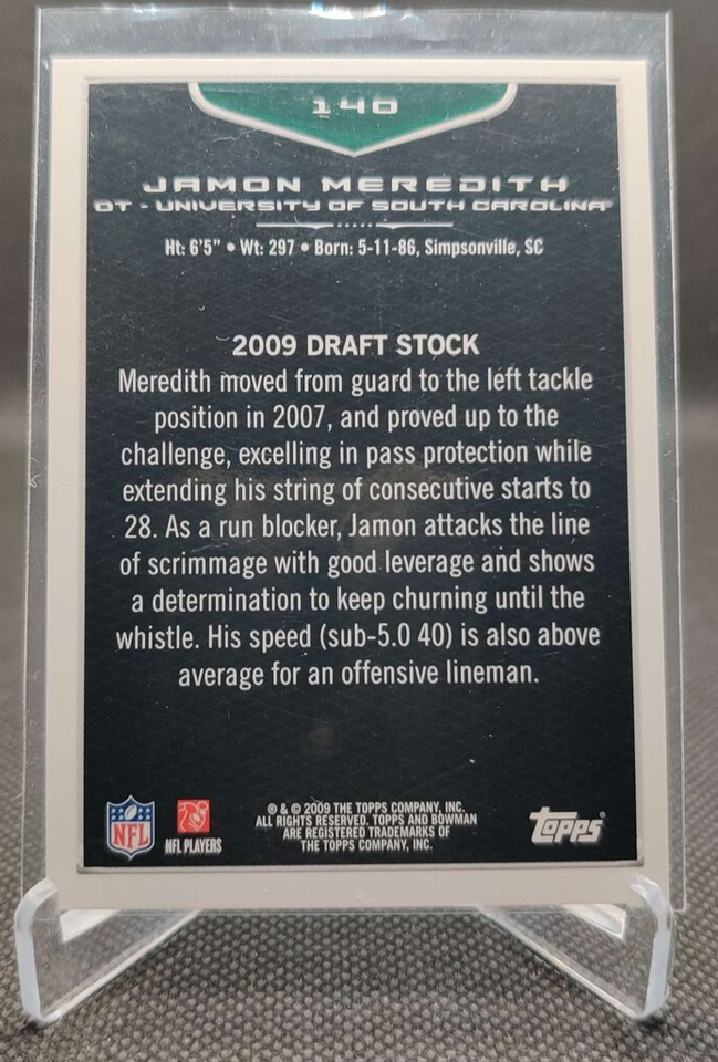 2009 Bowman Draft #140 Jamon Meredith Rookie RC South Carolina football ...