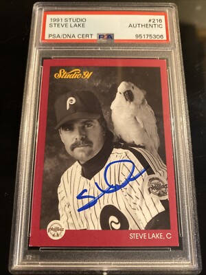 Steve Lake 1991 Studio PSA/DNA SIGNED AUTOGRAPHED Baseball Card #216 ...