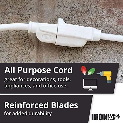 3 ft Short Extension Cord 3 Prong 2 Pack 16/3 SJTW Small Extension Cord ...