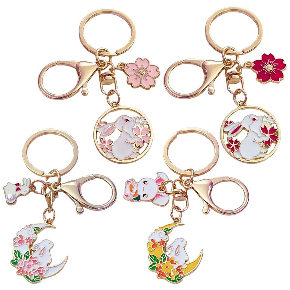4 Pcs Cute Keychain Pendants Character Keychains Cherry Charm Keyring ...