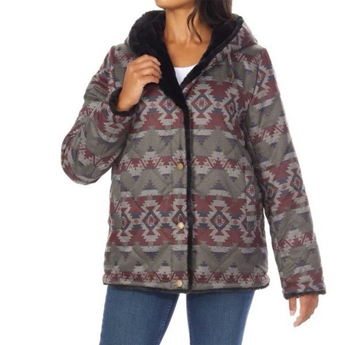 Pendleton Ladies' Reversible Faux Fur Aztec Pattern Printed Coat SMALL ...