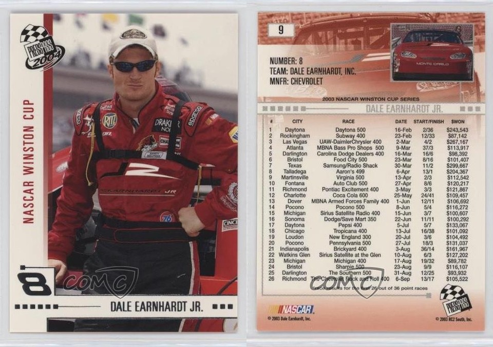2004 Press Pass Dale Earnhardt Jr (Grandstand in Background) #9 HOF 0q3 ...