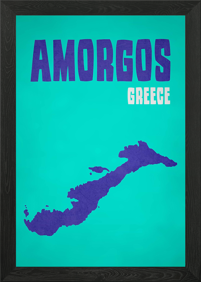 AMORGOS MAP GREECE Framed Wall Art Poster Canvas Print Picture | eBay