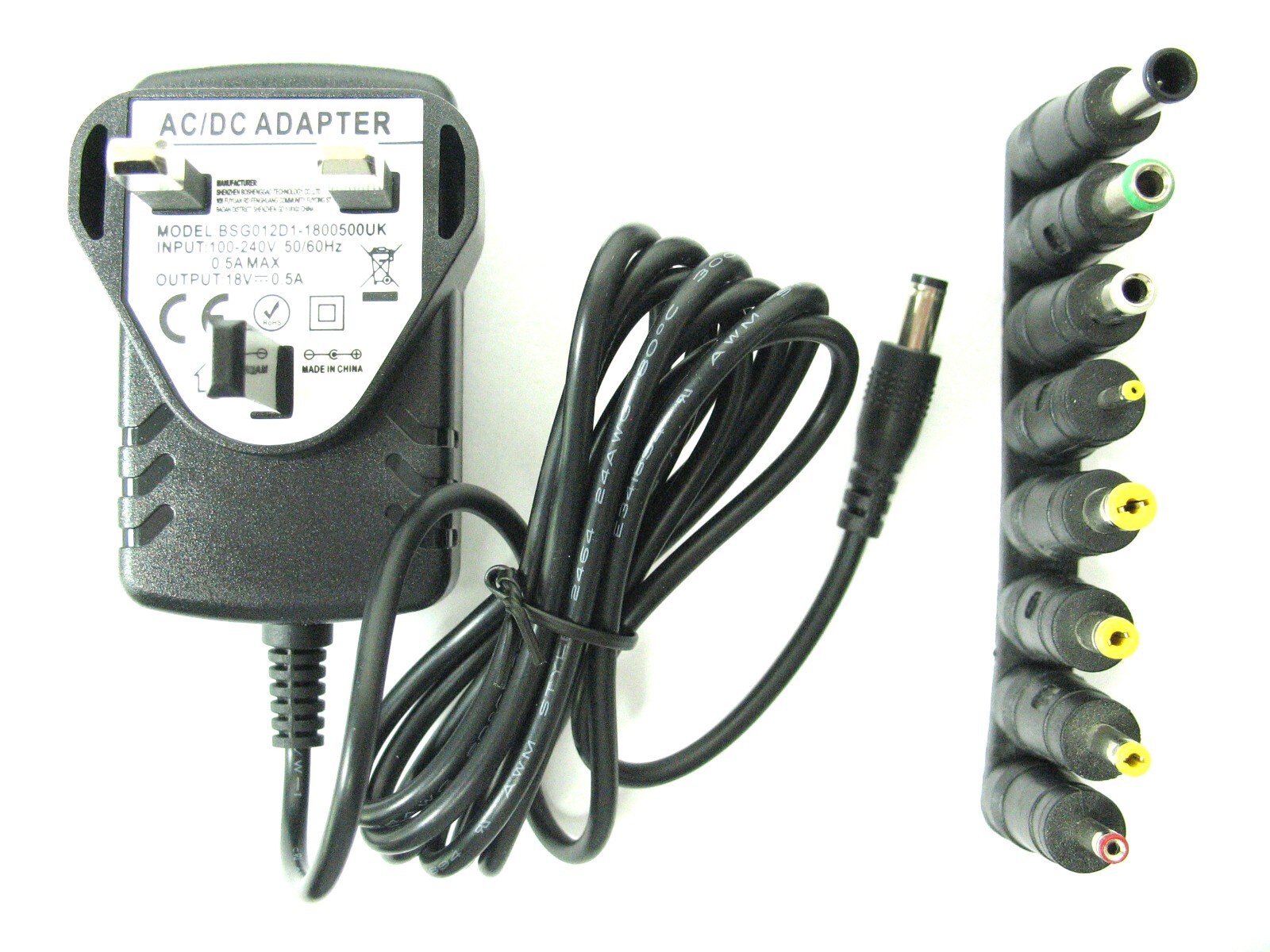 0.5 AMP 18 VOLT 9 WATT AC/DC POWER ADAPTOR SUPPLY CHARGER UNIVERSAL ...