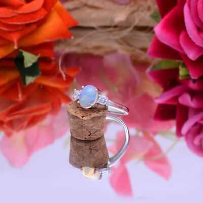 Ethiopian Opal 925 Sterling Silver Ring ~Multi Fire Opal Fancy Oval ...