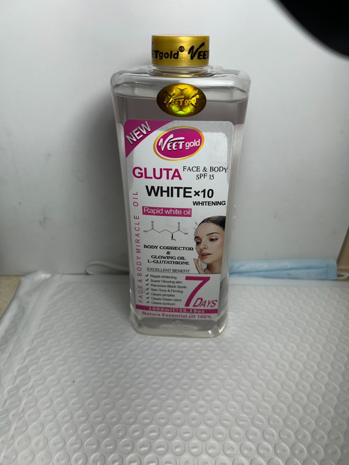 Veet Gold Gluta White Rapid White Oil Body Corrector and Glowing 1000ml ...