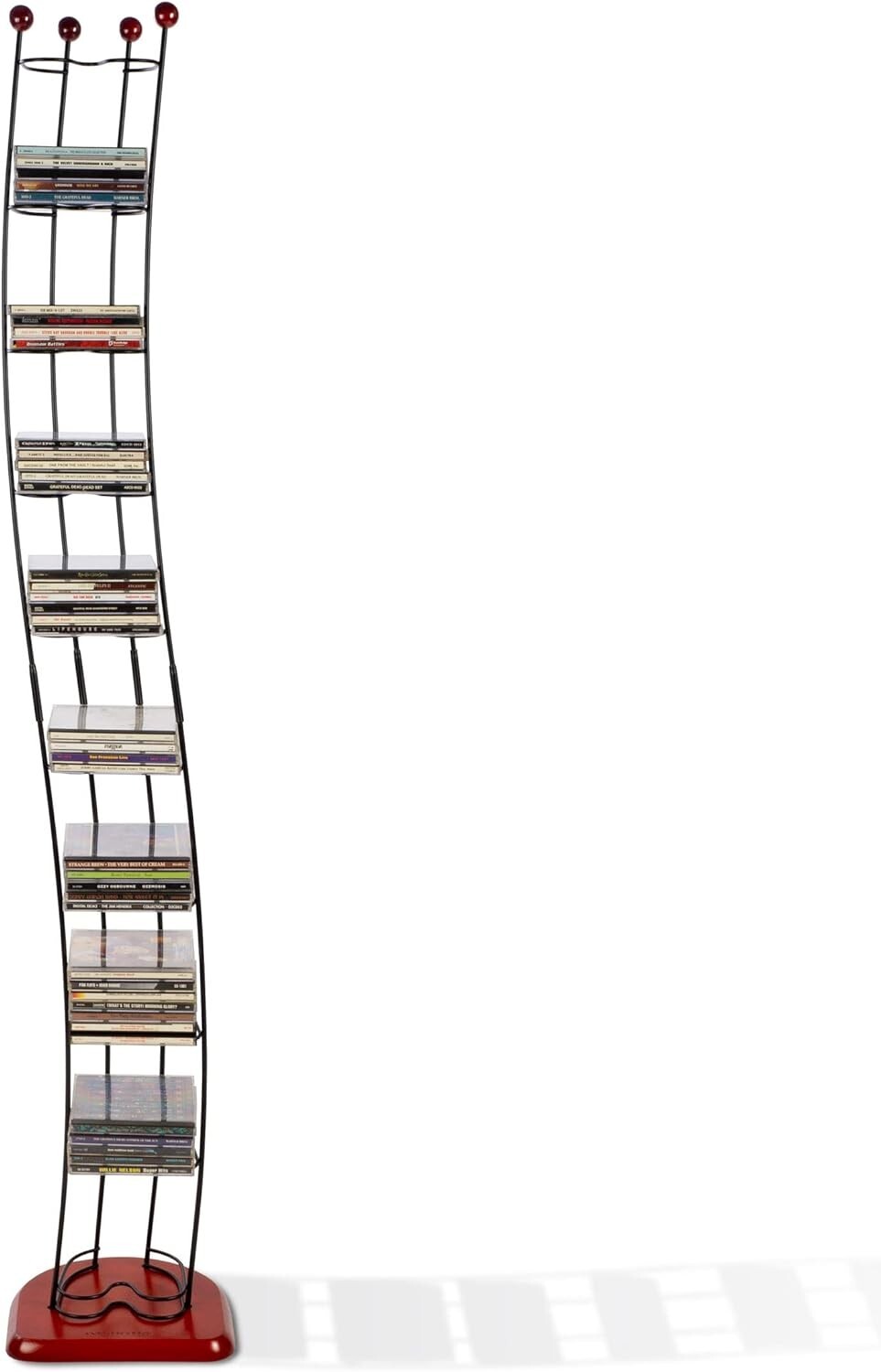 Multimedia Wave Wire Tower Vertical CD Storage Steel Frame Cherry Wood ...