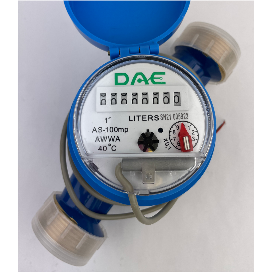 DAE AS-100mP 1" Water Meter with Pulse Output, Measuring in Liter + NPT ...