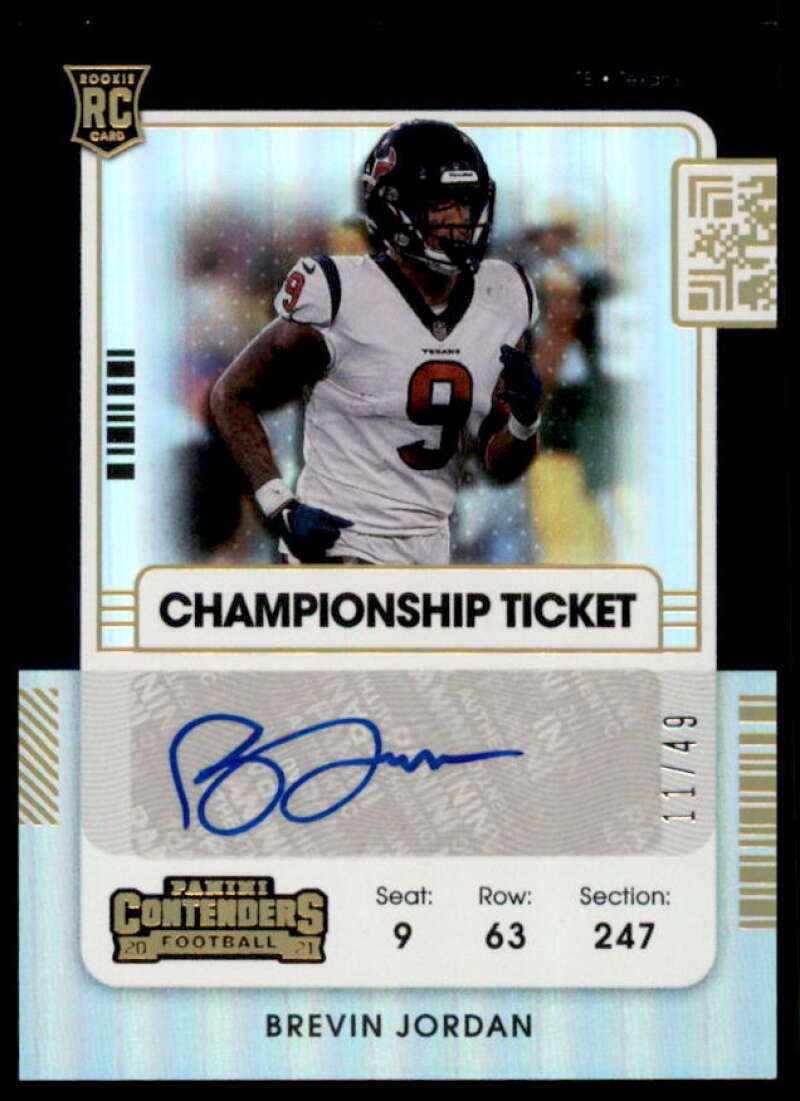 Brevin Jordan AU Rookie Card 2021 Panini Contenders Championship Ticket ...