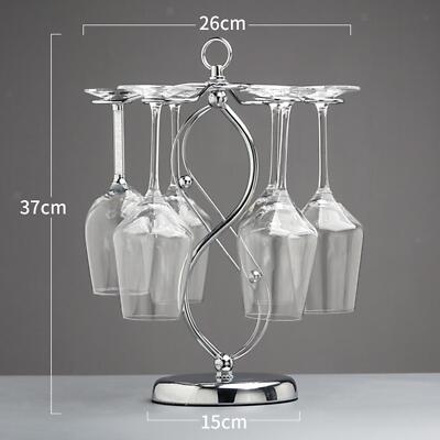 Stemware Storage Rack with 6 Hooks Classic Drying Stand Tabletop Bar ...