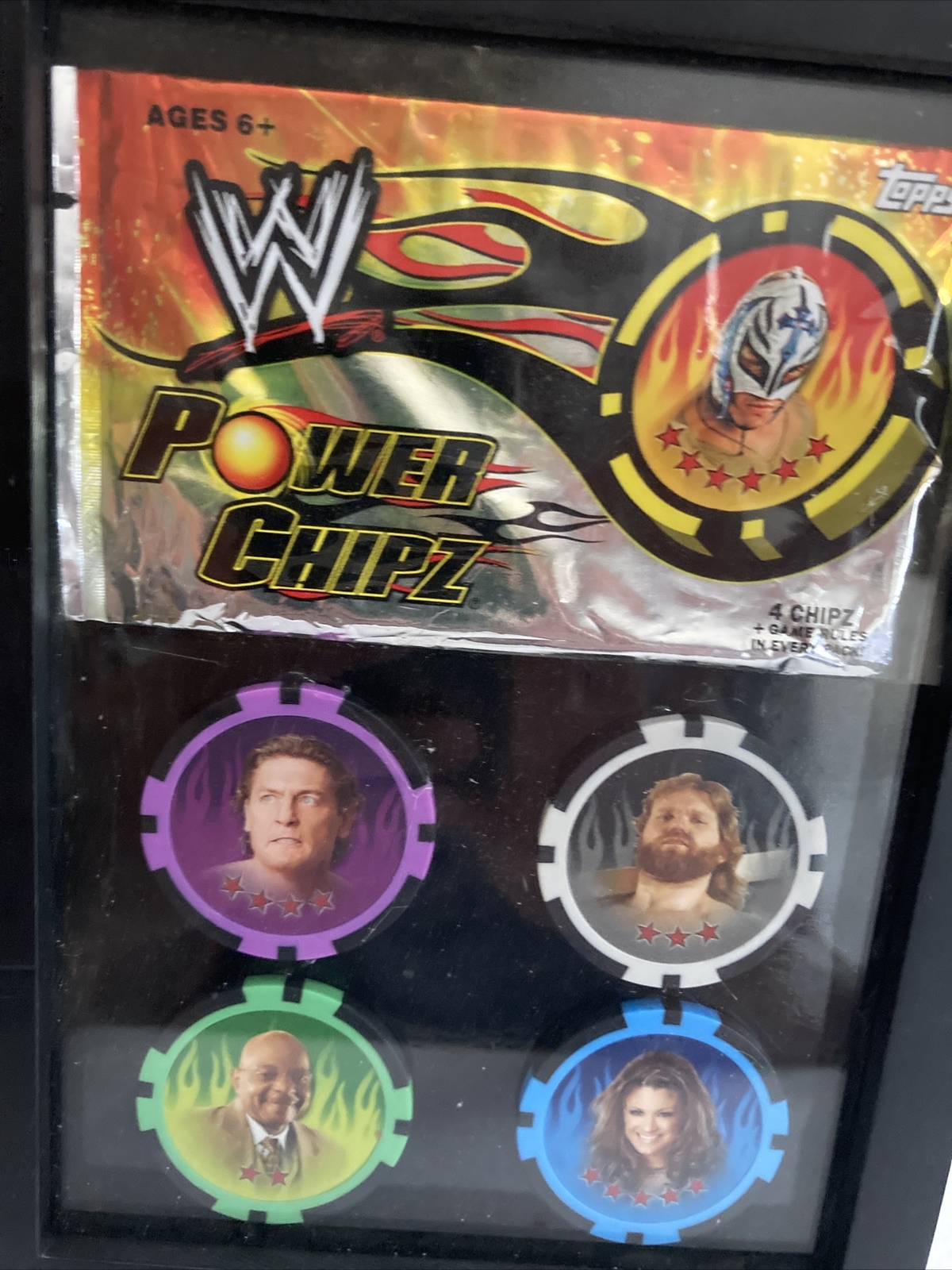 WWE POWER CHIPZ FRAME 5 1/2” X 7 1/2 “ X 1/2” Chips In A Glass Frame ...