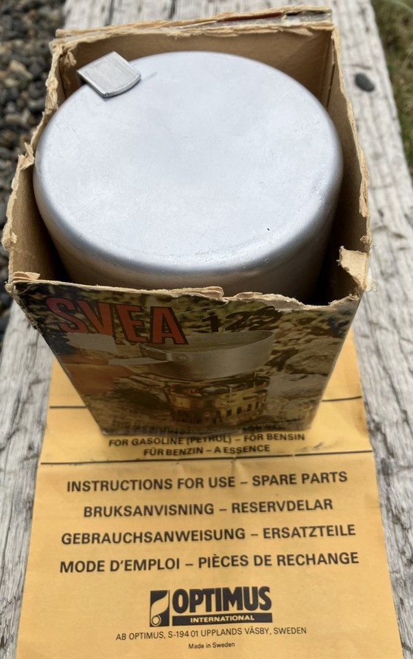 Vintage Optimus Svea 123 Brass Stove (1977) New, w/Box, Manual, made in ...