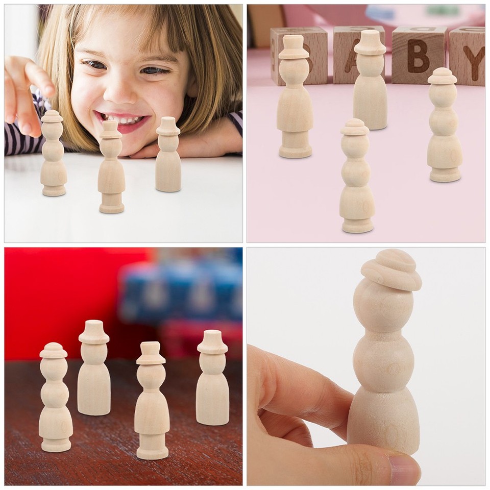 6pcs Unfinished Wooden Peg Dolls Wooden DIY Graffiti Small Puppets ...