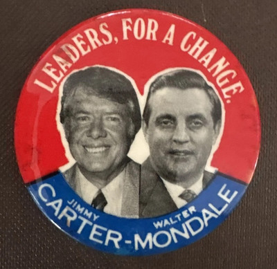 1976 JIMMY CARTER MONDALE 3.5" campaign pin pinback button political ...
