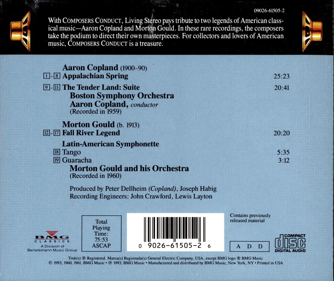 Copland: Appalachian Spring; The Tender Land Suite; Morton Gould: Fall ...