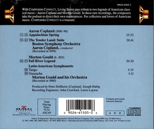 Copland: Appalachian Spring; The Tender Land Suite; Morton Gould: Fall ...