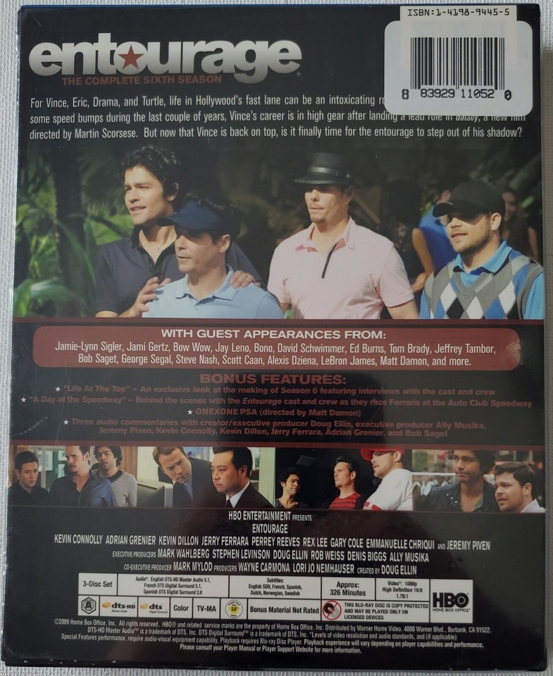 NEW ENTOURAGE THE COMPLETE SIXTH SEASON BLU RAY 3 DISC + SLIPBOX FREE ...