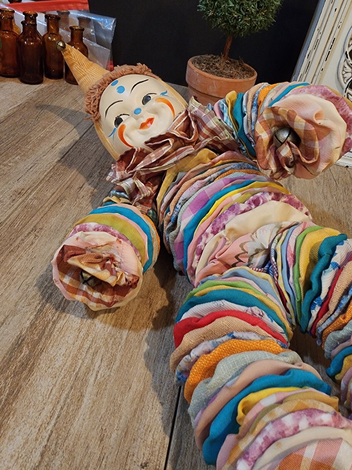 Vintage Yo-Yo Pinwheel Clown Doll, 1960's Cotton RagDoll Bells | eBay