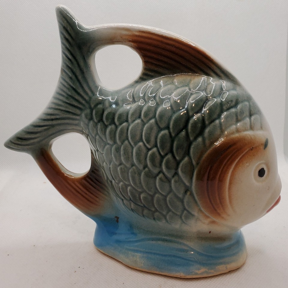 Vintage Ceramic Tropical Fish Decor, Gray, Blue, Brown, White. Beach ...