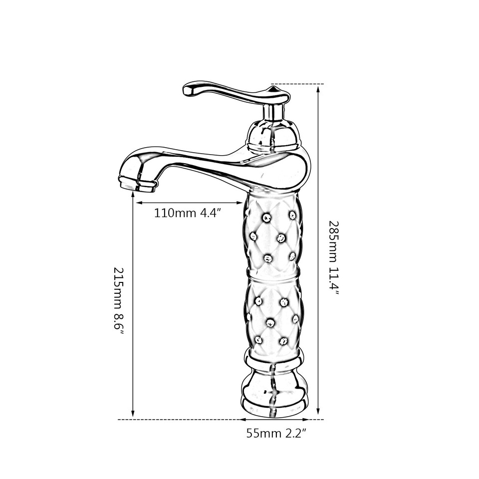 Gold Bathroom Vessel Basin Mixer Tall Faucet Diamond Single Handle Hole ...