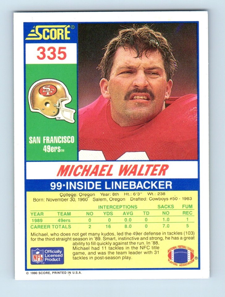 1990 Score Michael Walter San Francisco 49ers #335 | eBay