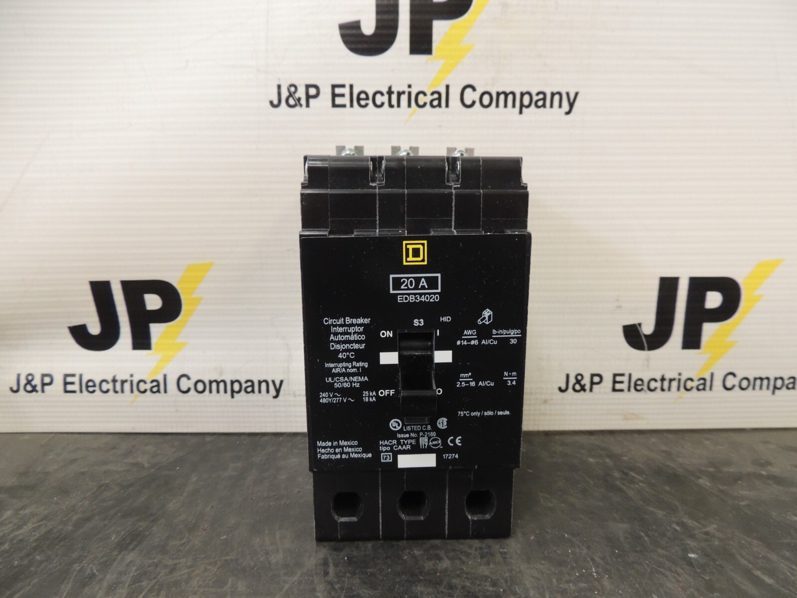 New Square D EDB34020 Circuit Breaker, 20 Amp, 480 Volt, 3 Pole | eBay