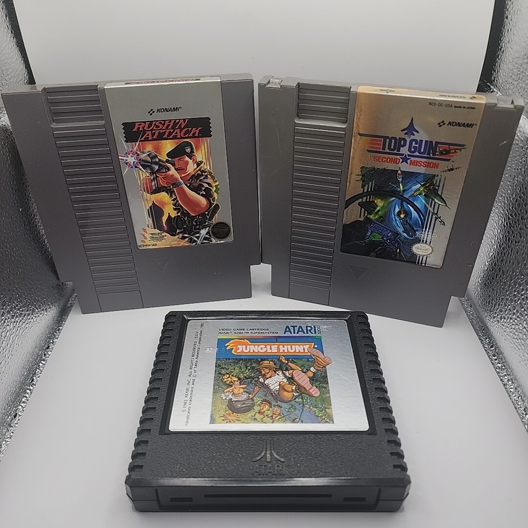 3 Game Bundle (2 NES, 1 Atari 5200) Rush N Attack, Top Gun 2, Jungle ...