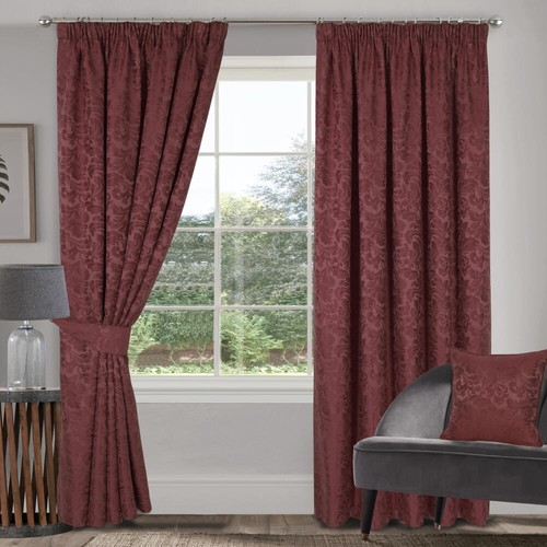 Lined Pencil Pleat Door Curtain Sundour Buckingham Wine | eBay UK