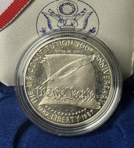 1987-S US Mint Constitution Commemorative 90% Silver Dollar Proof Coin ...