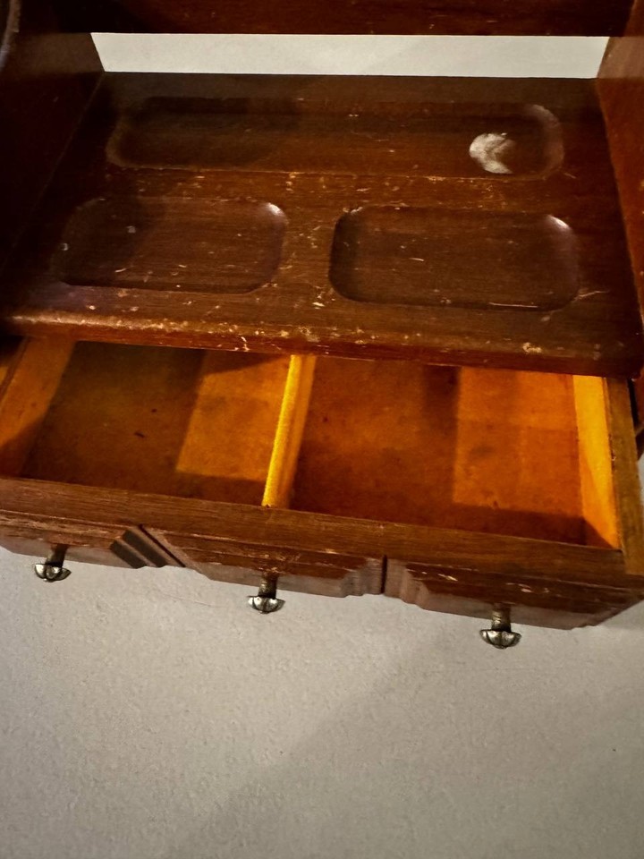 Vintage Wooden Dresser Organizer Jewelry Change Holder Box with Drawer ...
