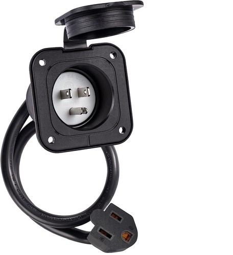 15 Amp Flanged Inlet 125V, NEMA 5-15P Shore Power Inlet Plug with 18â€œ ...