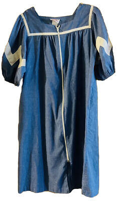 Vintage Grandmas Moo Moo Dress Duster Robe Zipper Large | eBay