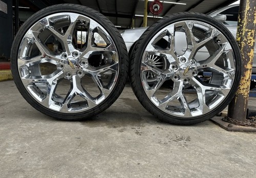 New 24” SnowFlake Rims Tires 6x139 CHROME W/Tires GMC CHEVY ESCALADE ...