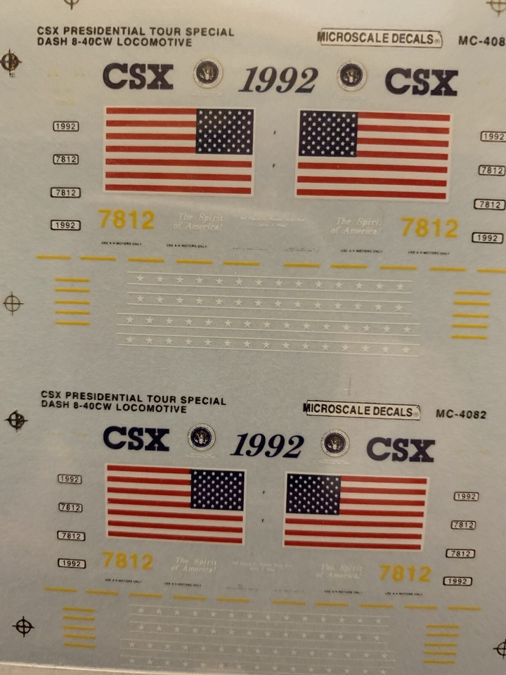 Microscale Decal N Scale 60-4082 CSX Presidential Tour Special Dash 8 ...