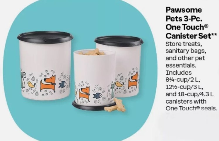 NEW Tupperware Pawsome Pets 3-Pc. One-Touch Canister Set with Lids | eBay