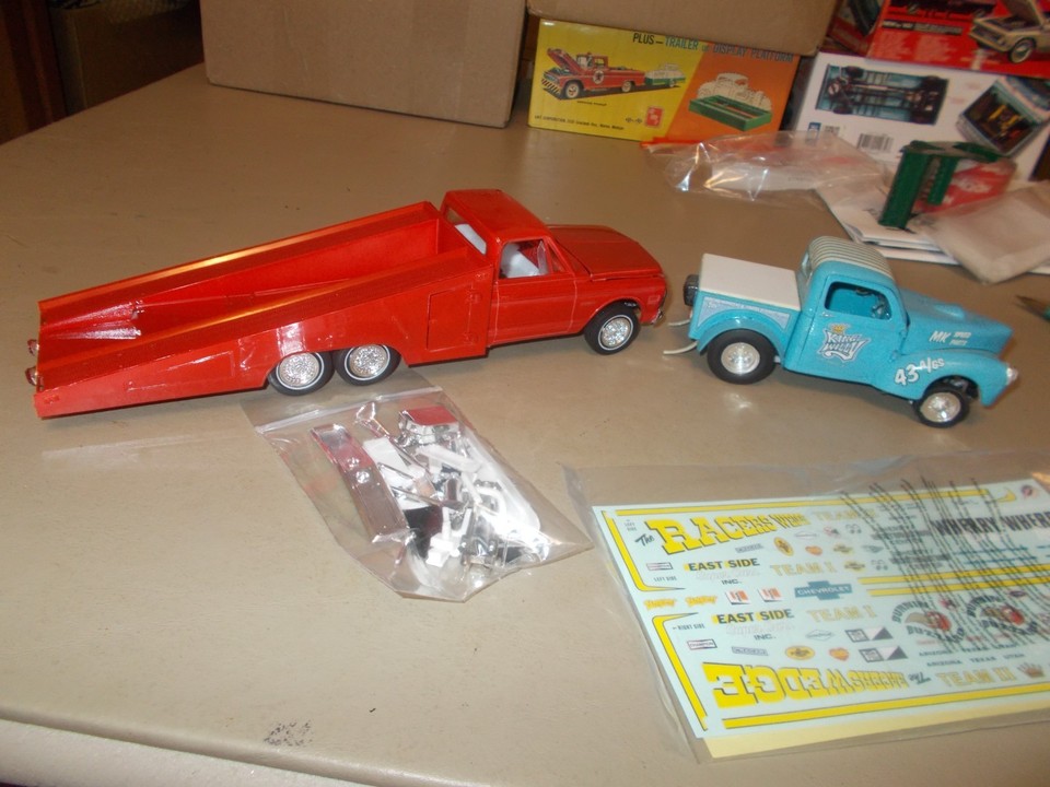 RED CHEVY WEDGE RAMP TRUCK WITH WILLYS HOT ROD TRUCK | eBay