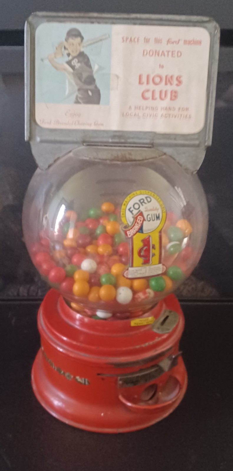 Rare Antique Red Ford Penny 1 Cent Gumball Machine 1930s Vintage ...